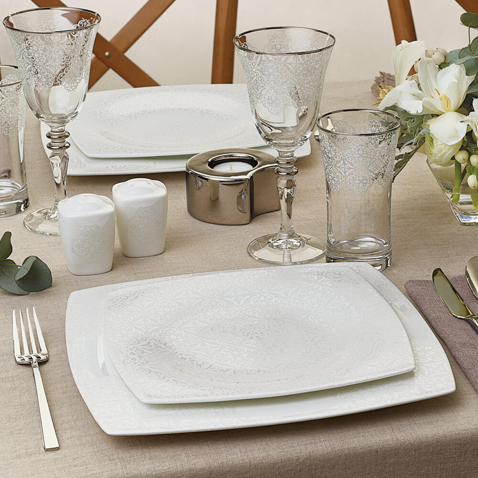 Fine Pearl Valentina Pearl Dinner Set Square-White